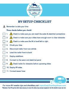 KYD RV Setup Checklist - Keep Your Daydream